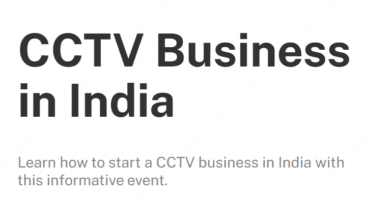 How to Start a CCTV Business in India - CCTV SOLUTION
